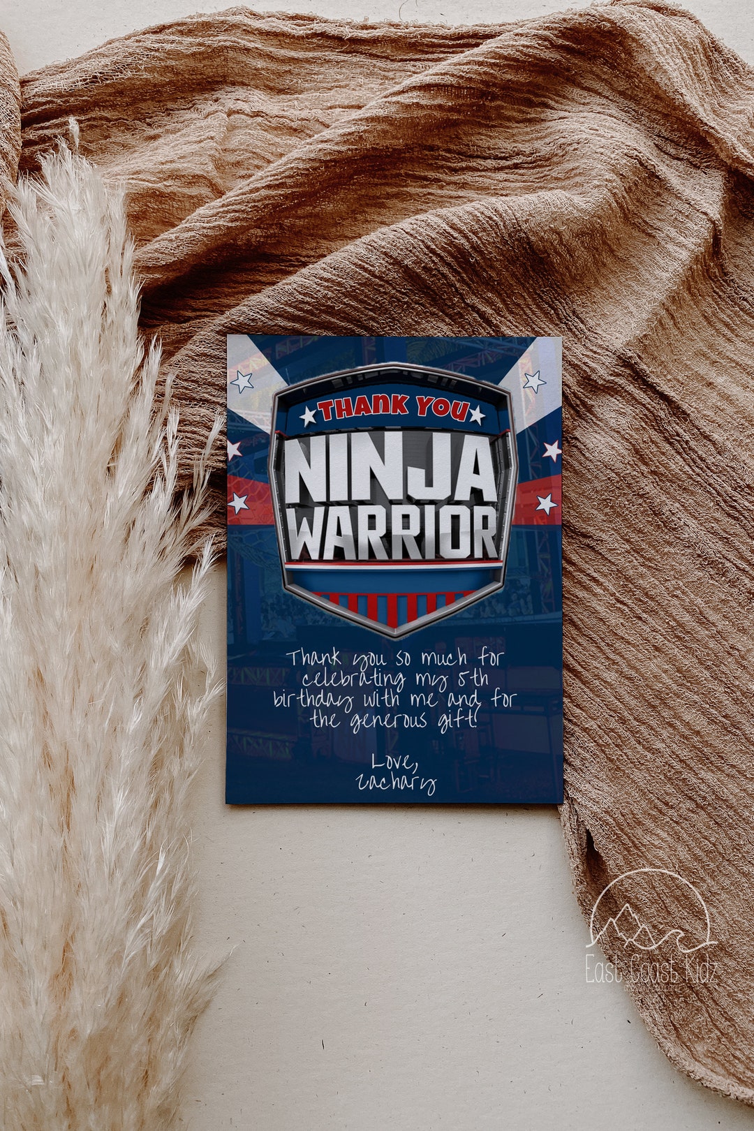 American Ninja Warrior Inspired Personalized Thank You Card- Instant ...