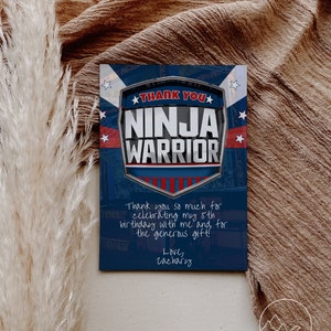 American Ninja Warrior Inspired Personalized Thank You Card- Instant ...