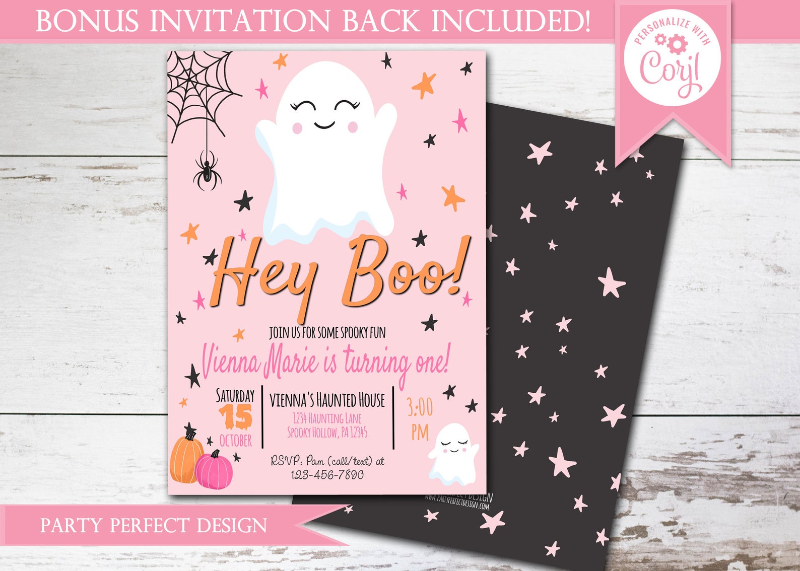 Hey Boo Pink Halloween Birthday Invitation Instant Download - Etsy UK