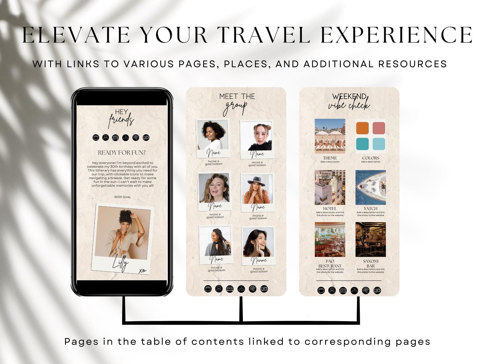 Editable Weekend Travel Itinerary Template | Birthday Trip Planner ...