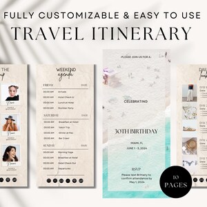 Editable Weekend Travel Itinerary Template | Birthday Trip Planner ...