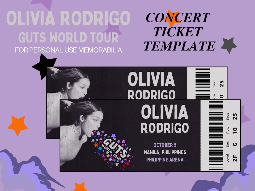 Customizable Olivia Rodrigo GUTS World Tour Ticket Template Canva ...