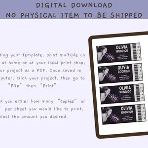 Customizable Olivia Rodrigo GUTS World Tour Ticket Template Canva ...