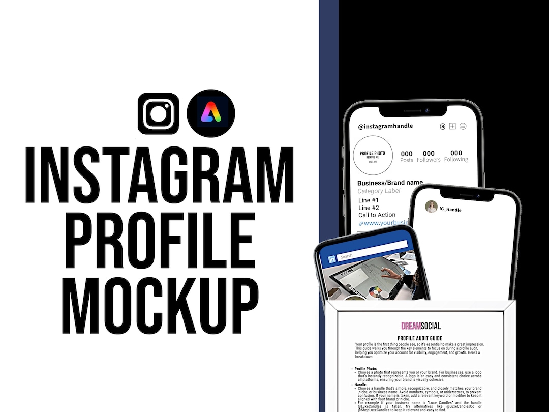 Instagram Mockup Templates for Editorial Profile Designs, Customizable ...