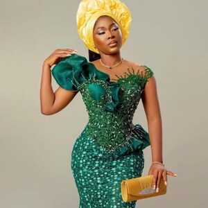 Lace Owanbe Dress: Nigerian Wedding Guest Gown - Etsy