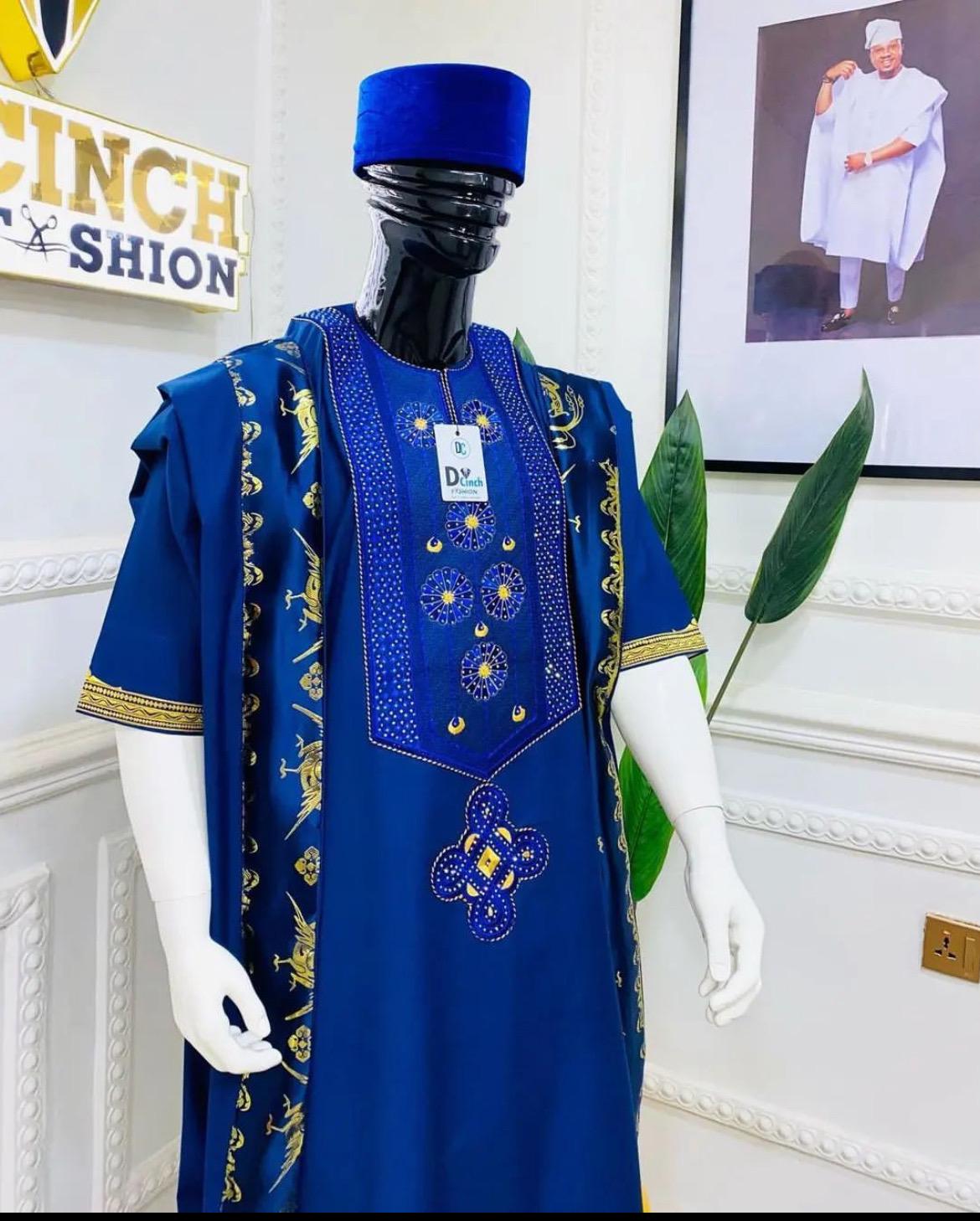 Monogrammed Agbada for Men: Royal Blue African Wedding Suit - Etsy