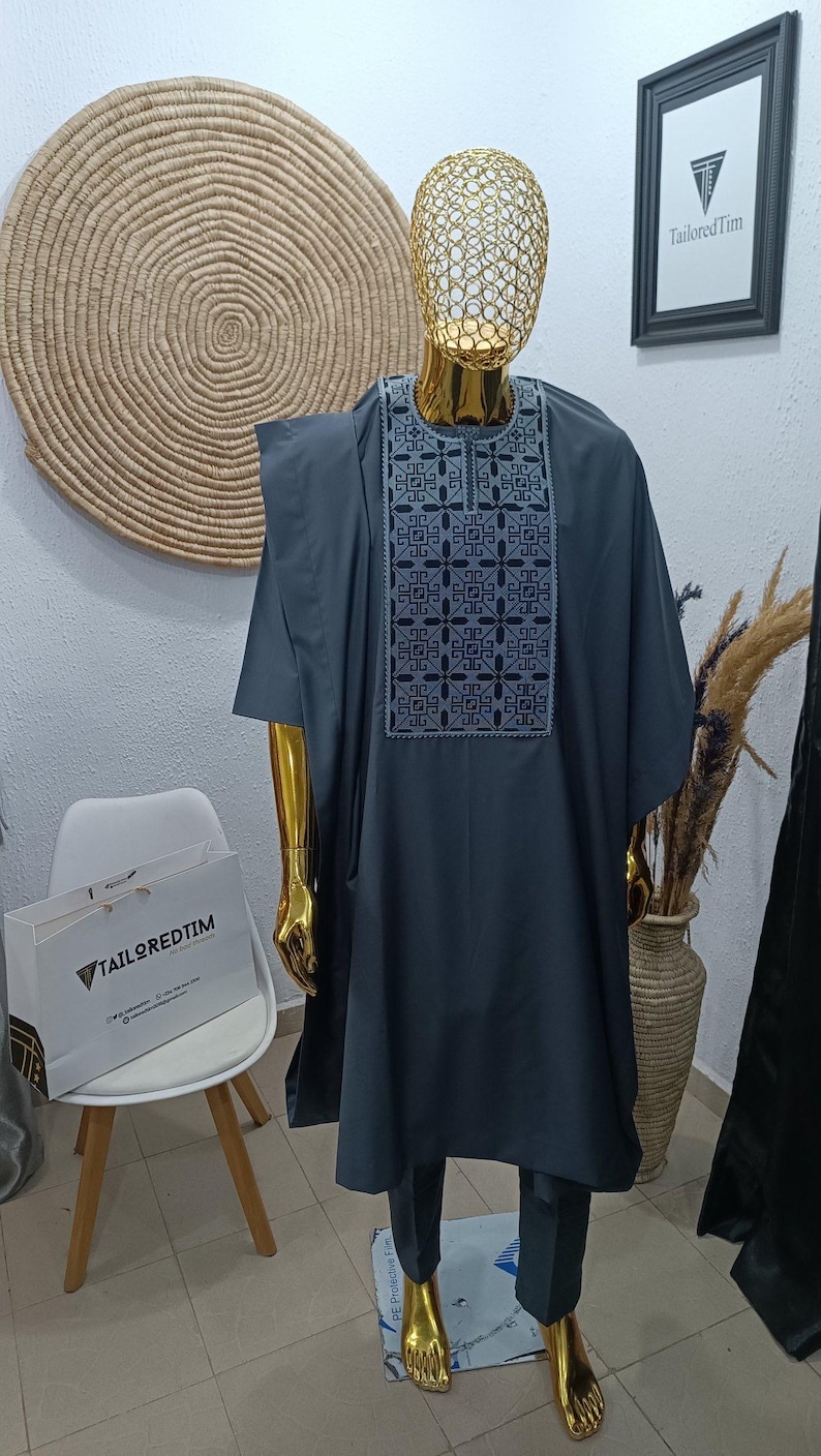 Monogrammed Agbada for Men: African Wedding Suit, Polished Cotton - Etsy