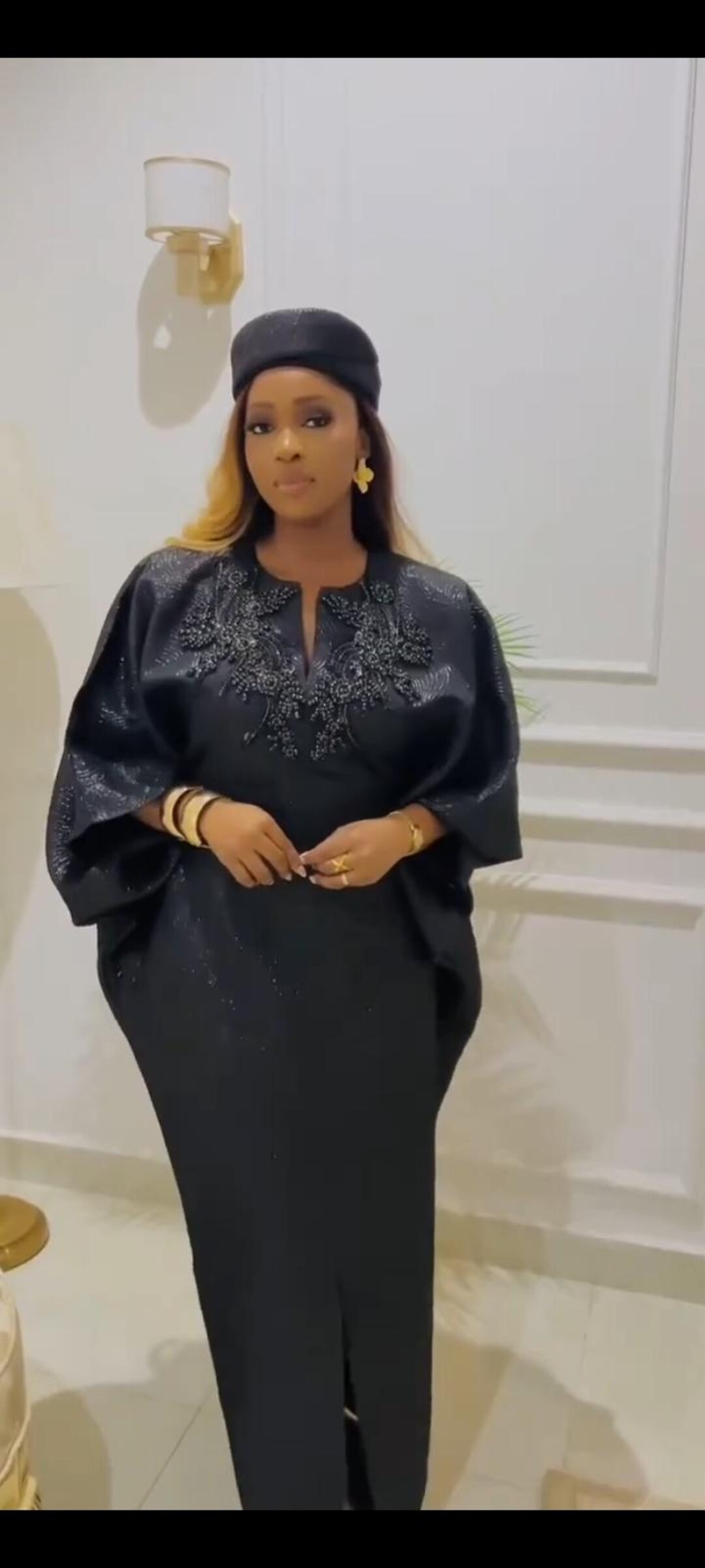 Black Bubu Dress for Women With Caftan Cap: Stretch Taffeta African ...