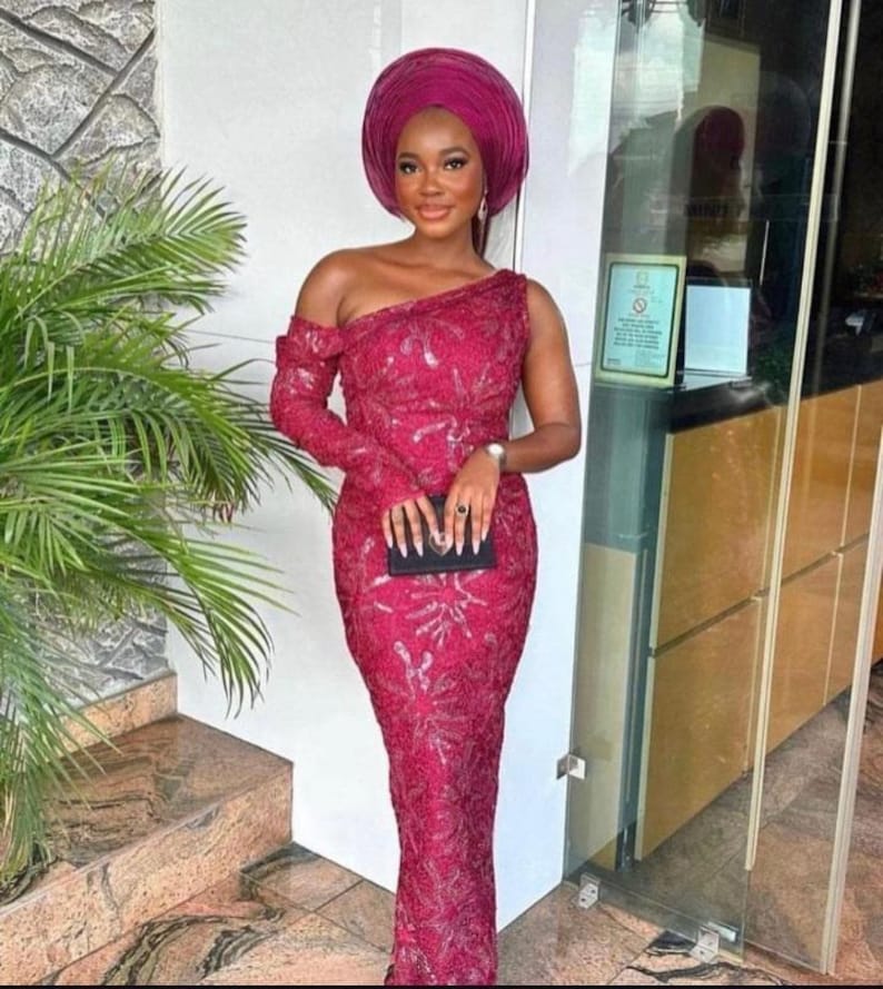 Lace Owanbe Dress: Nigerian Wedding Guest Gown - Etsy