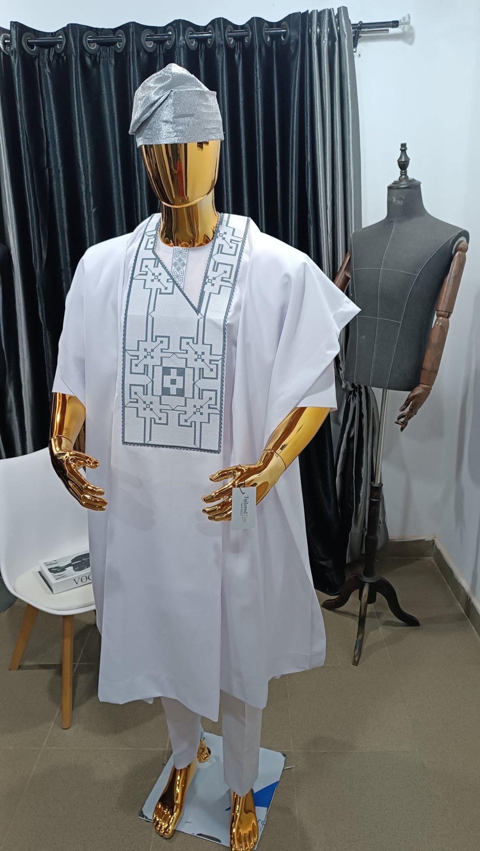 Agbada for Men With Monogram Embroidery/african Wedding Suit/ White ...