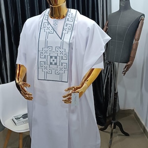 Agbada for Men With Monogram Embroidery/african Wedding Suit/ White ...