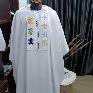 Agbada for Men With Monogram Embroidery/african Wedding Suit/ White ...