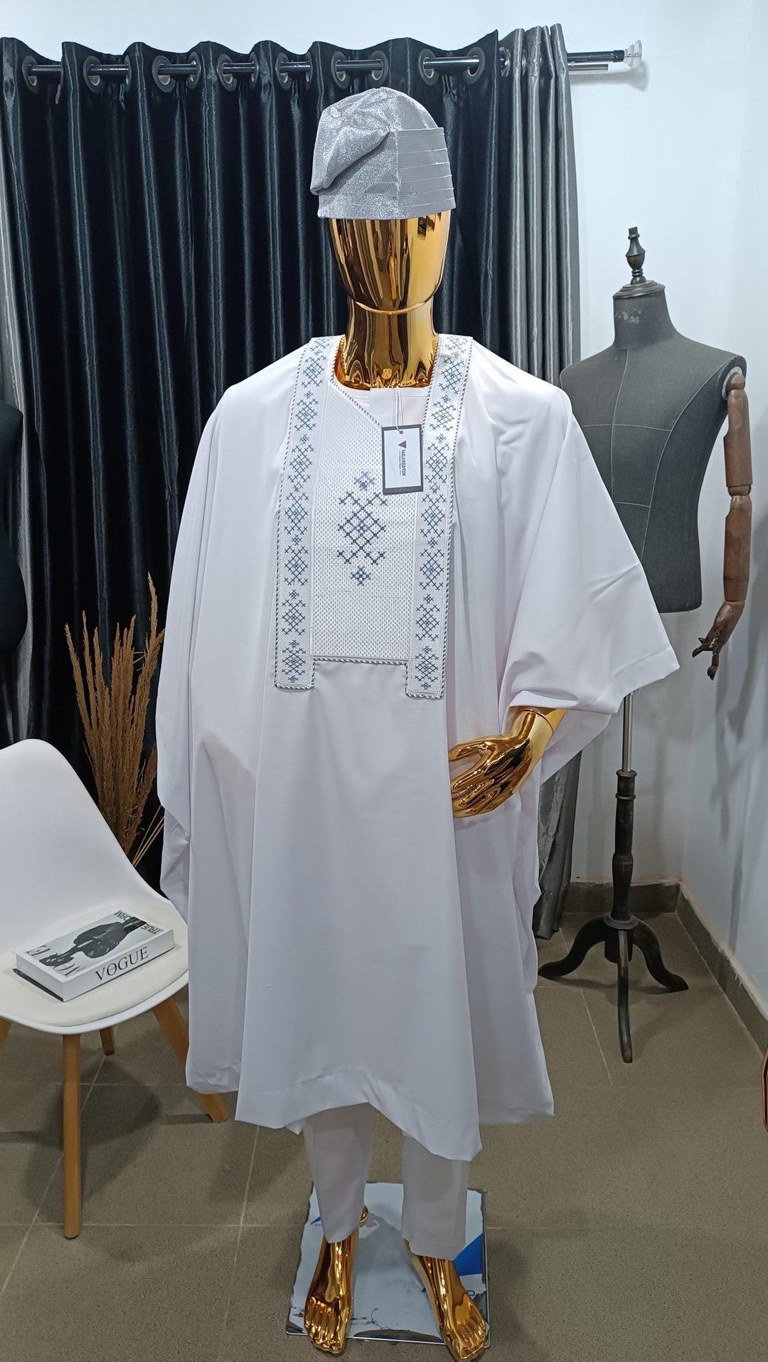 Agbada for Men With Monogram Embroidery/african Wedding Suit/ White ...