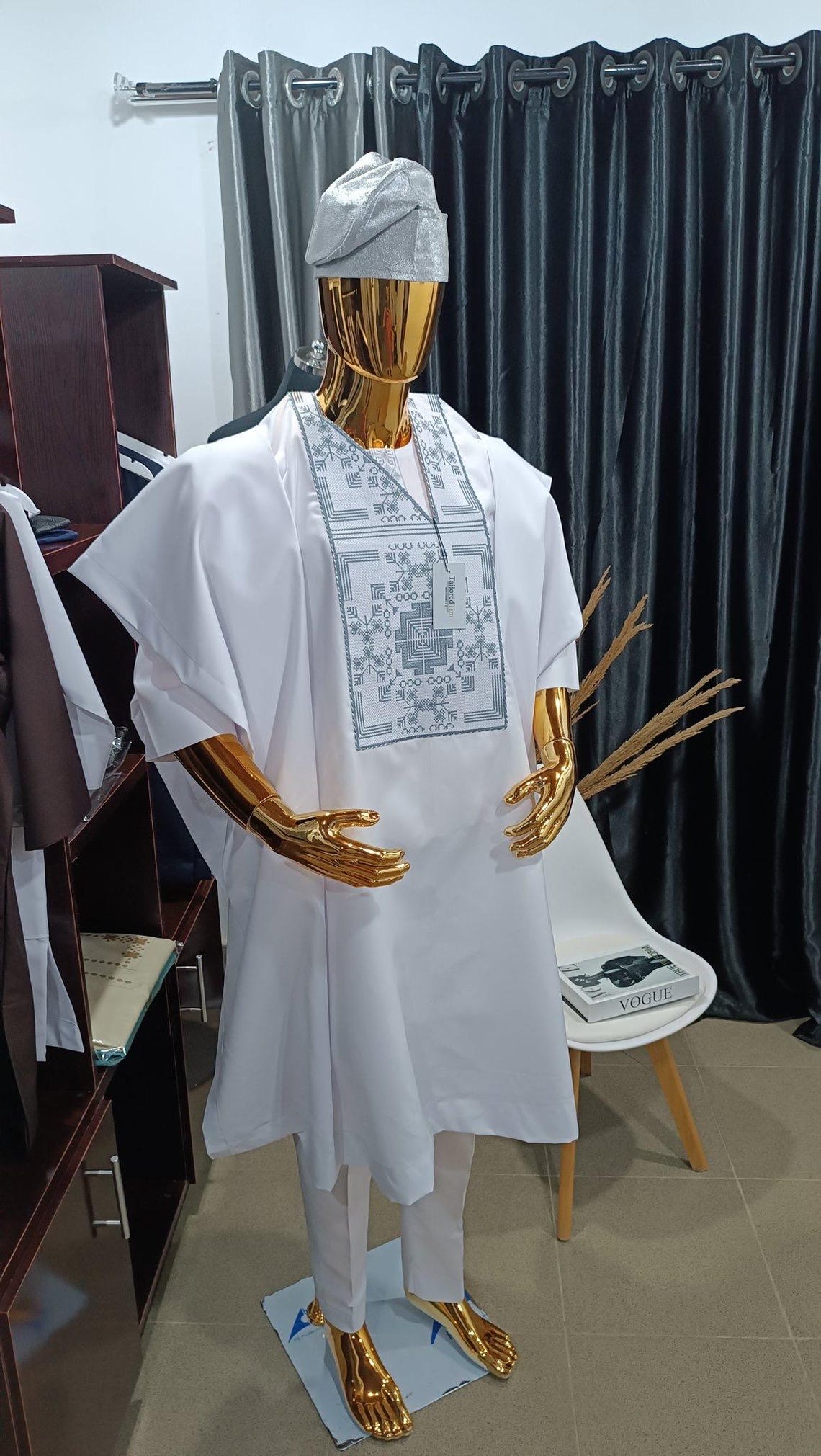 Agbada for Men With Monogram Embroidery/african Wedding Suit/ White ...