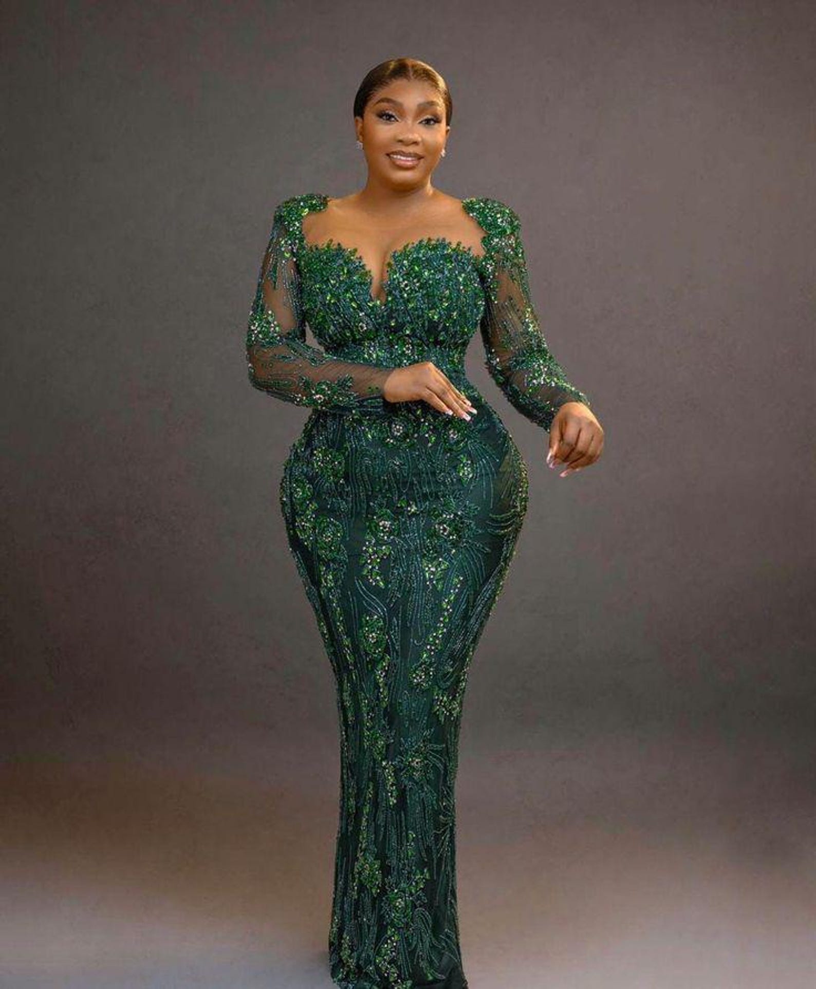 Beaded Lace Maxi Gown: African Evening Dress, Sequin Dress - Etsy