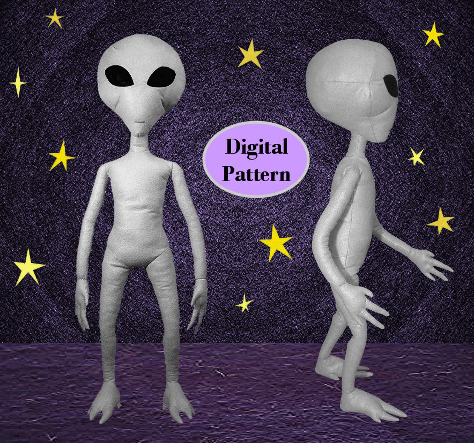 Gray Alien Plush Doll, Digital Download Sewing Pattern! - Etsy