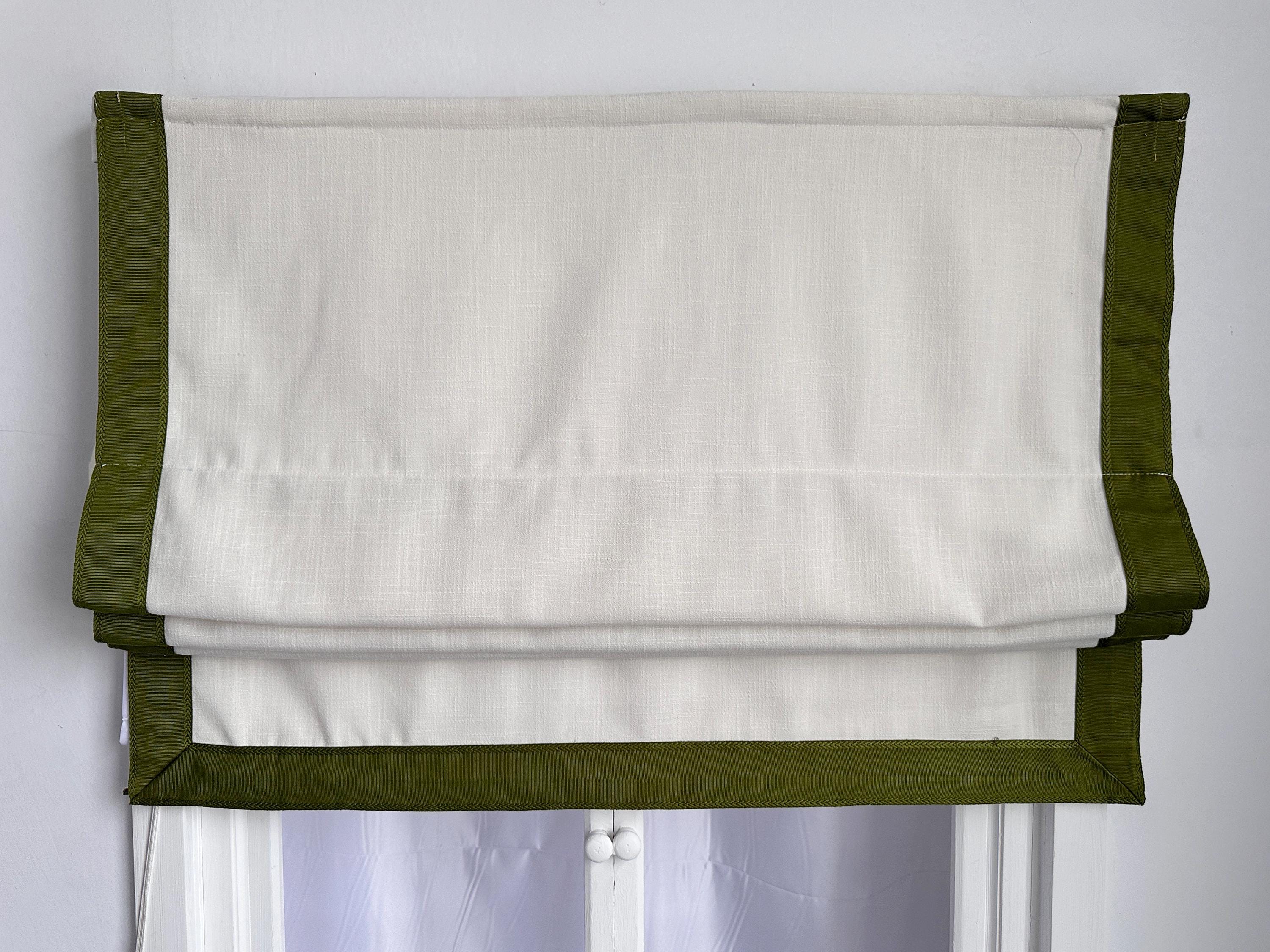 Custom Ribbon Trim White Roman Shades, Custom Curtains, Handmade With ...