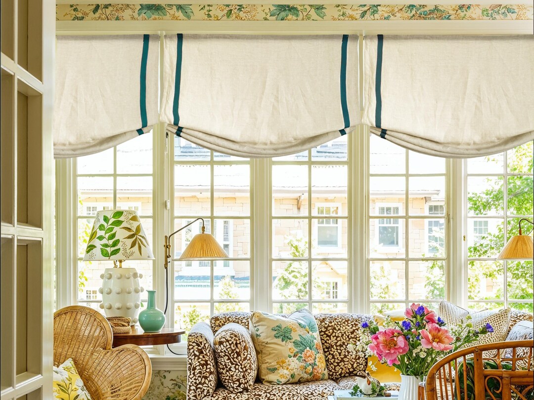 Custom Ribbon Decorative Roman Blinds, Custom Curtains, Classic Door ...