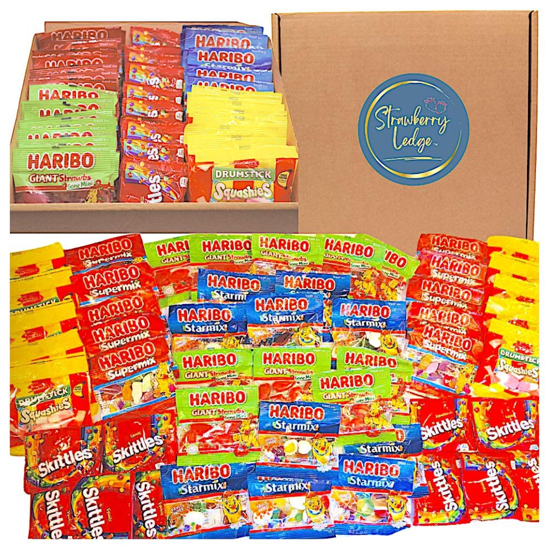 Haribo, Skittles, Drumstick Squashies Sweets Gift Box 50 Treat Size ...