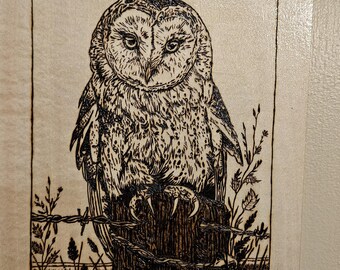 Floral Owl Pyrography Art Piece - Etsy
