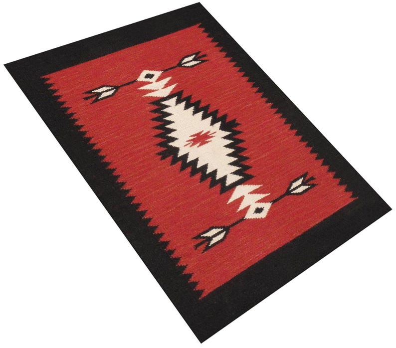 Handwoven Navajo Kilim Wool Rug, Red Southwestern Decor - Etsy