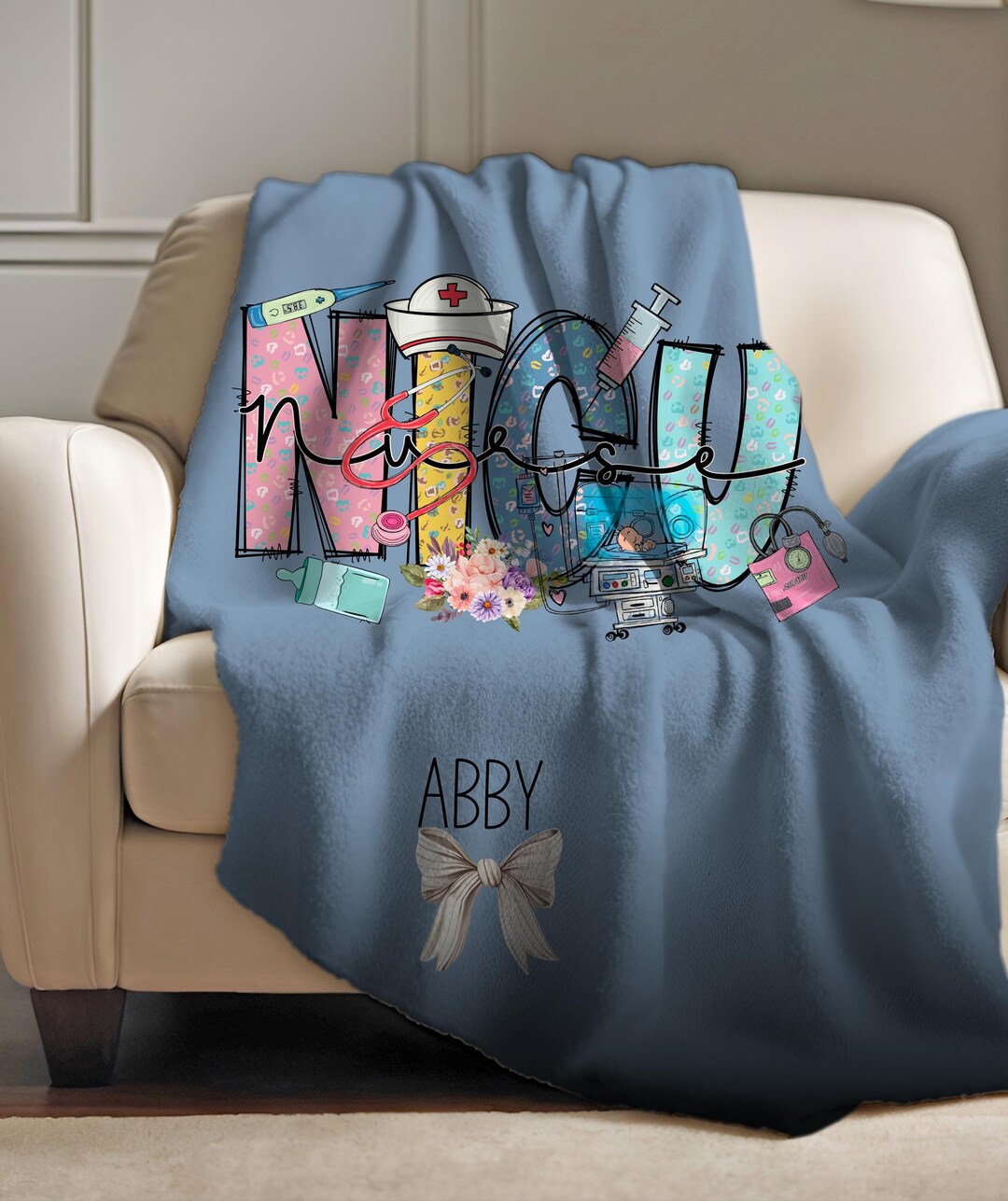 Nicu Nurse,nurse Blanket,custom Blanket,blanket Gift,blanket Monogram ...