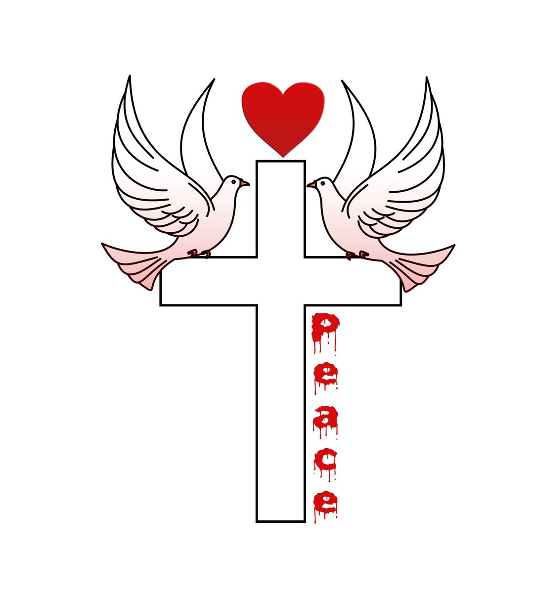 Cross Dove Design, PNG Digital Download, Peace, Doves, Heart, Jesus ...