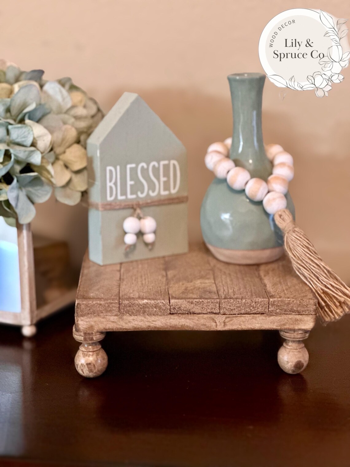 Rustic Wooden Table Riser - Farmhouse Decor Stand - Boho Barnwood ...