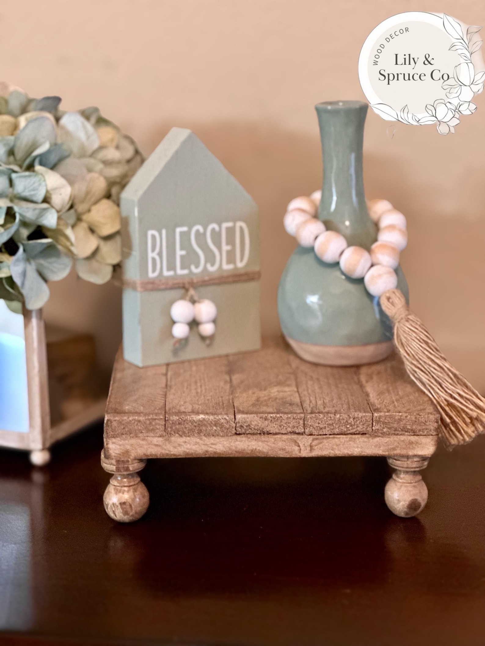 Rustic Wooden Table Riser - Farmhouse Decor Stand - Boho Barnwood ...