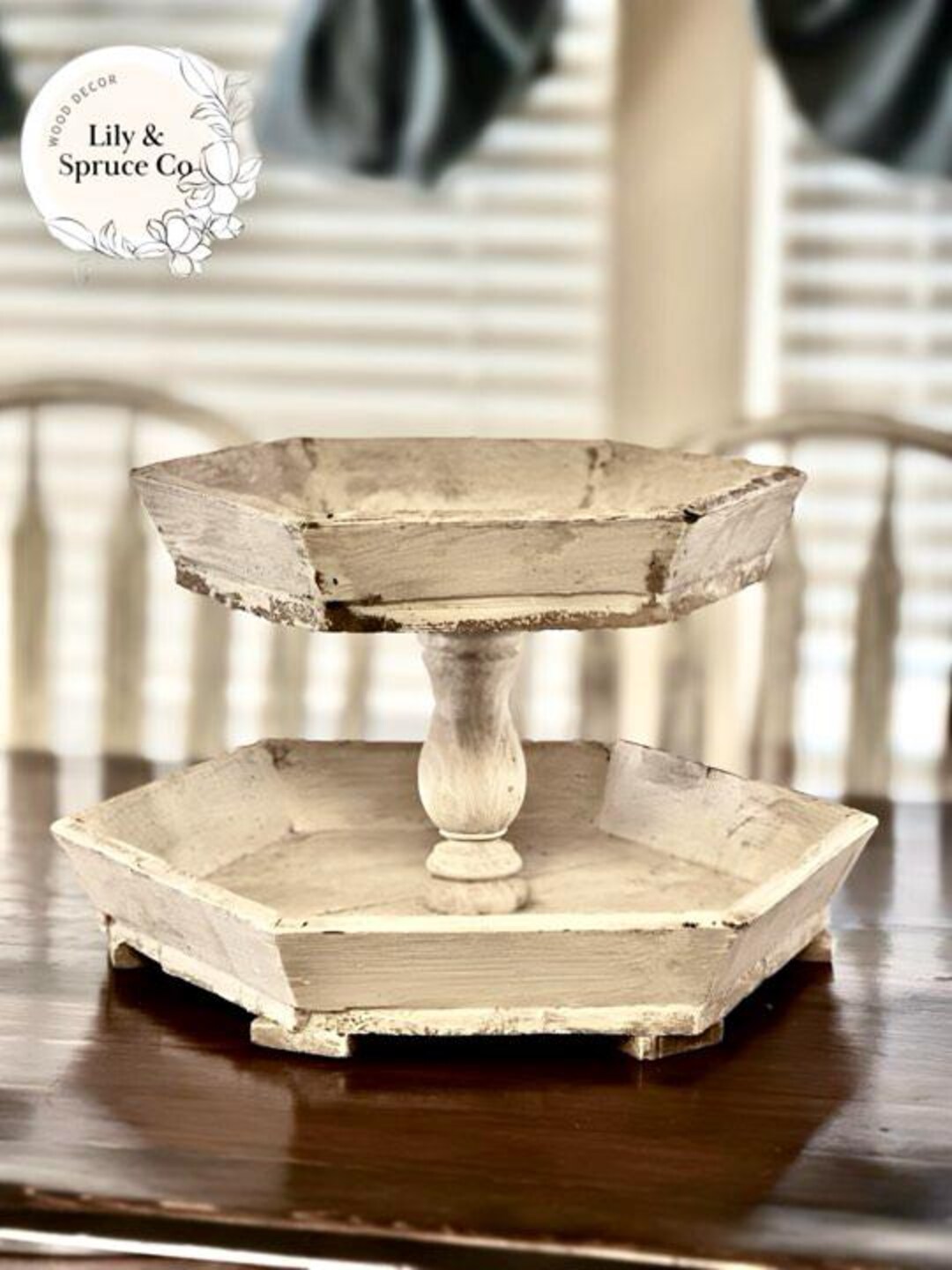 Wooden Octagon 2 Tiered Tray - Etsy
