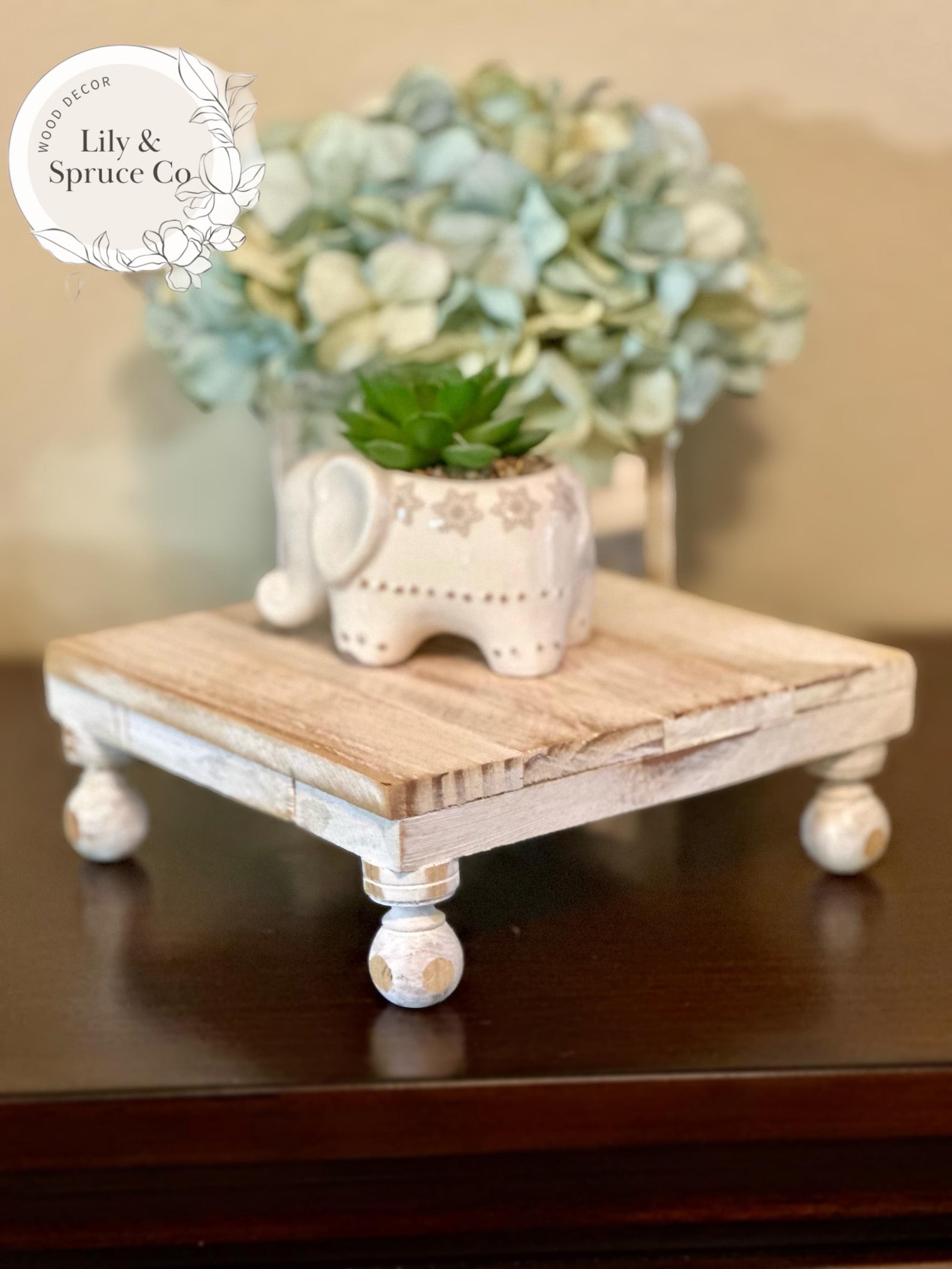 Rustic Wooden Table Riser - Farmhouse Decor Stand - Boho Barnwood ...