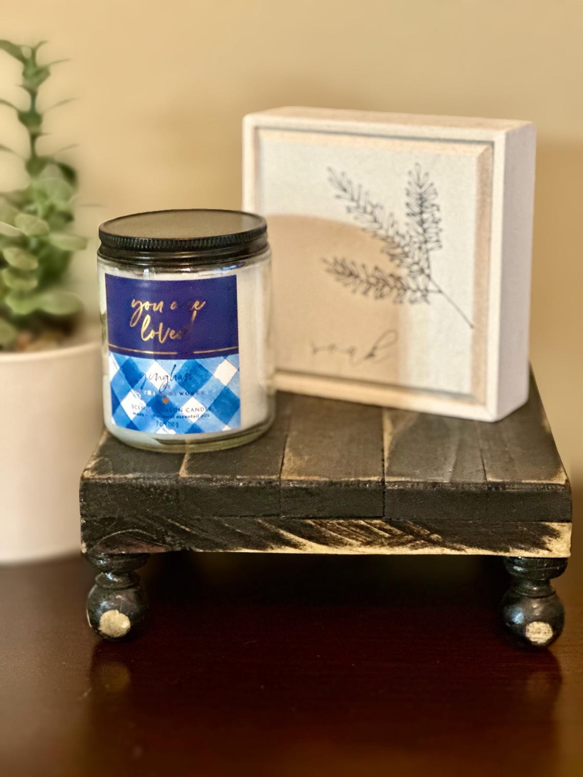 Rustic Wooden Table Riser - Farmhouse Decor Stand - Boho Barnwood ...