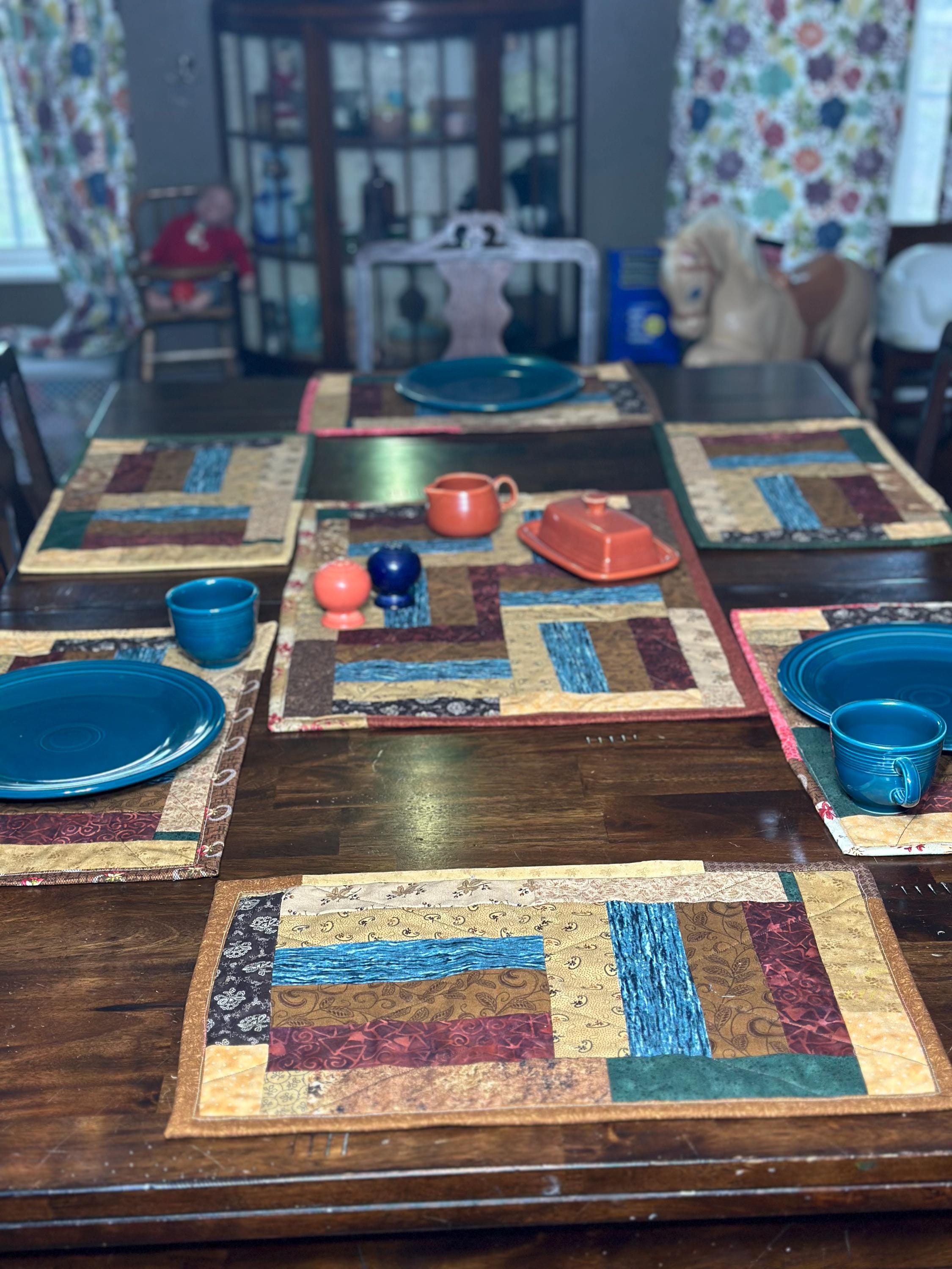 Handmade 7-piece Quilted Table Set – Rustic Placemats & Centerpiece Mat ...