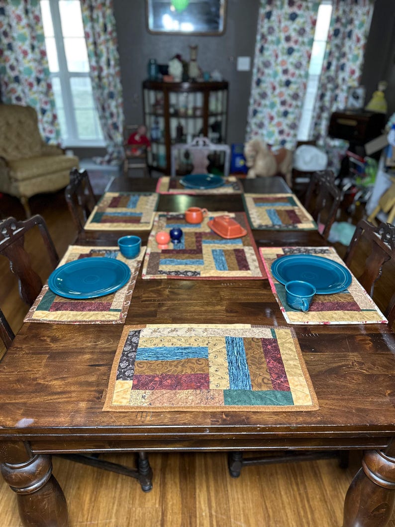 Handmade 7-piece Quilted Table Set – Rustic Placemats & Centerpiece Mat ...