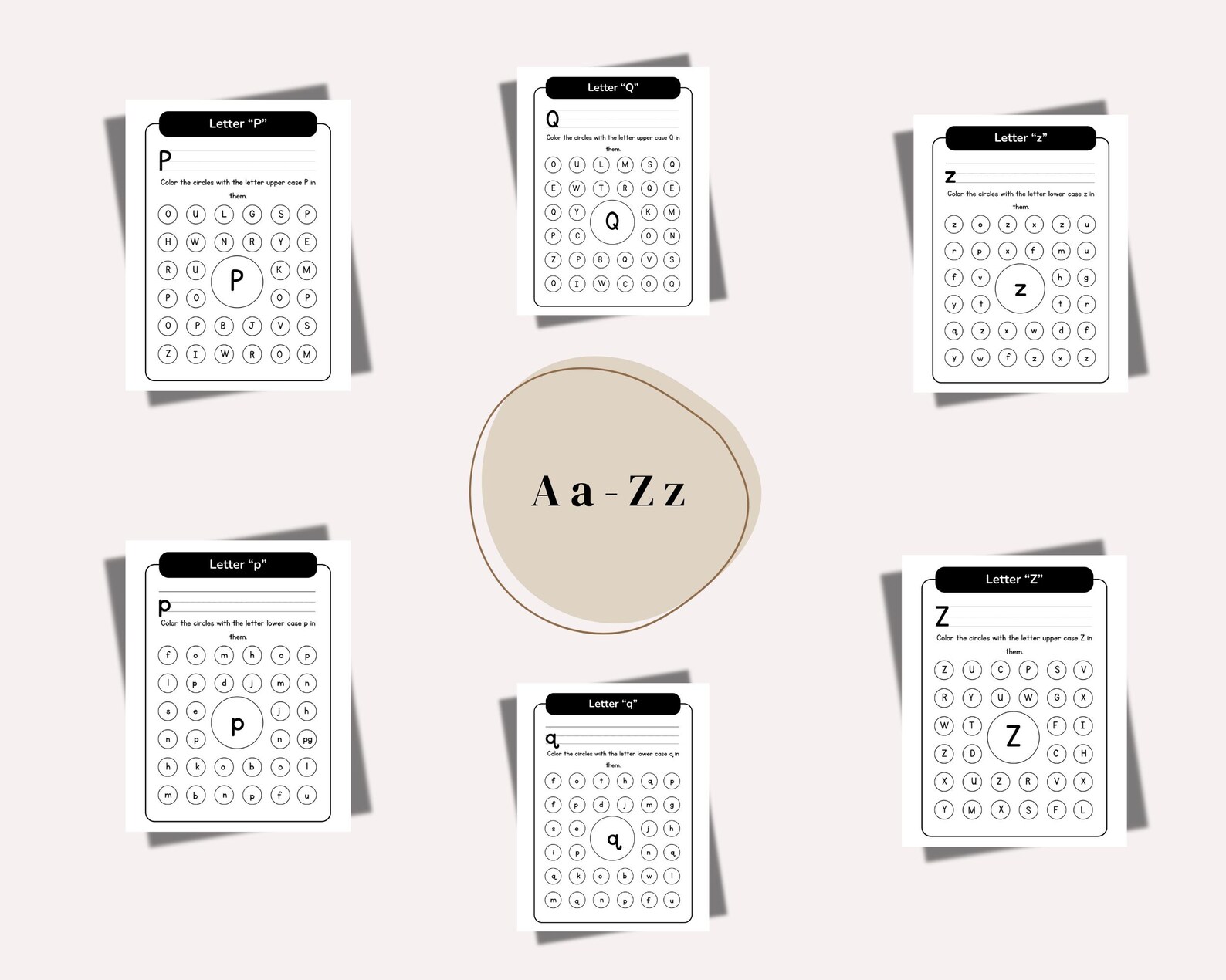 52 Printable Alphabet Practice Worksheet, Identifying Letter Activity ...