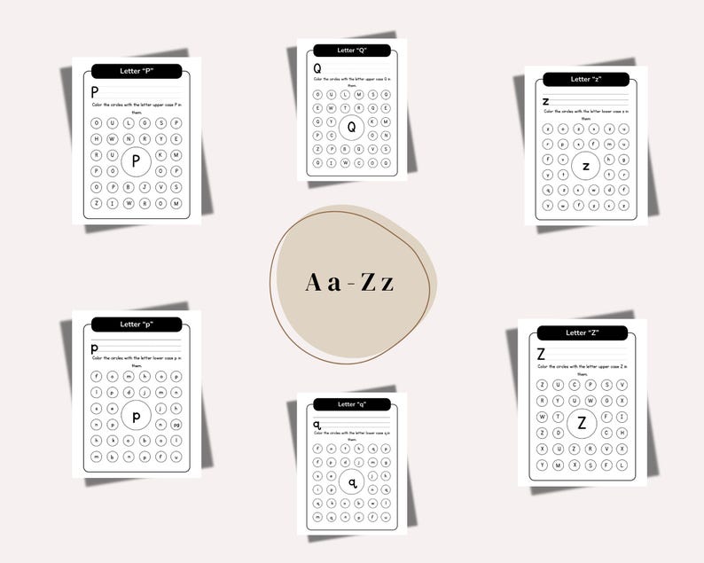 52 Printable Alphabet Practice Worksheet, Identifying Letter Activity ...