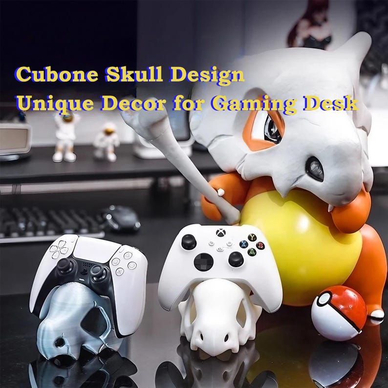 3D Printed Gaming Controller Holder Stand, Cubone Skull Design, PS5 PS4 ...