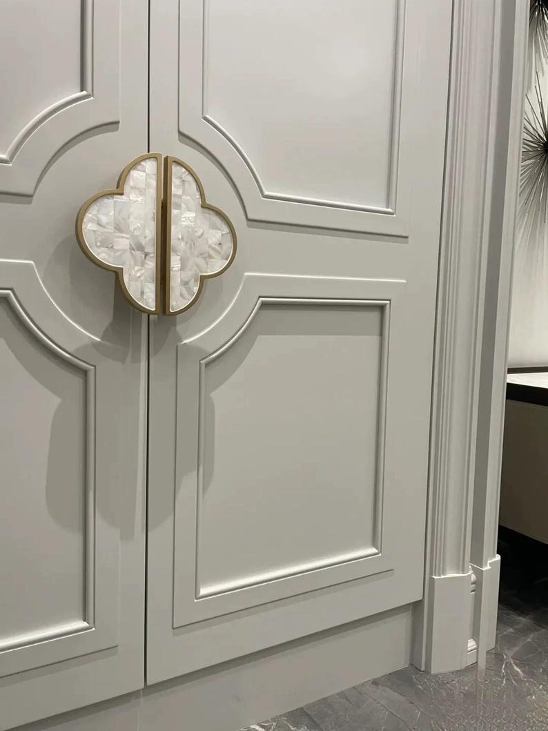 Luxury Aluminum Seashell Half Round Double-sided Door Pull Handle for ...