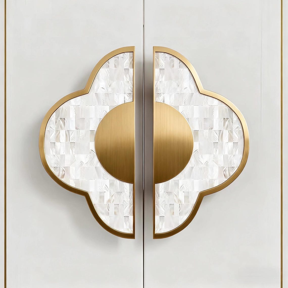 Luxury Aluminum Seashell Half Round Double-sided Door Pull Handle for ...