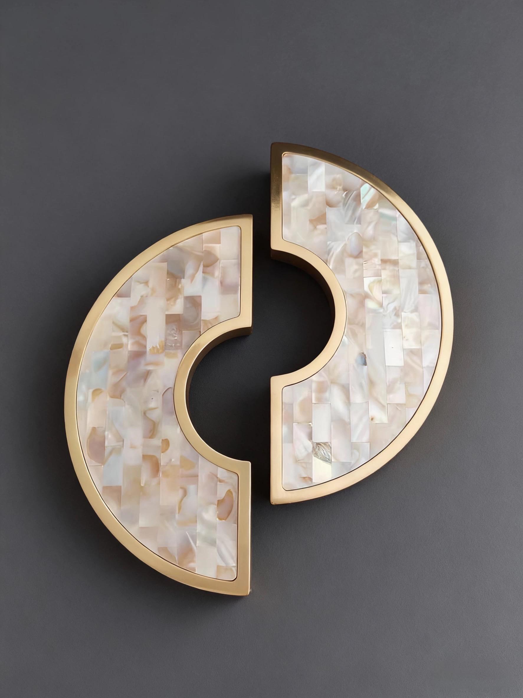 Luxury Aluminum Seashell Half Round Double-sided Door Pull Handle for ...
