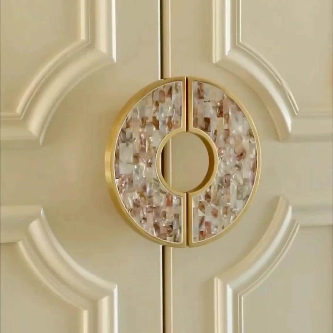 Luxury Aluminum Seashell Half Round Double-sided Door Pull Handle for ...