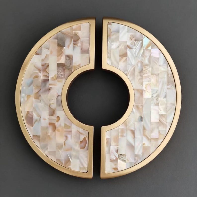 Luxury Aluminum Seashell Half Round Double-sided Door Pull Handle for ...