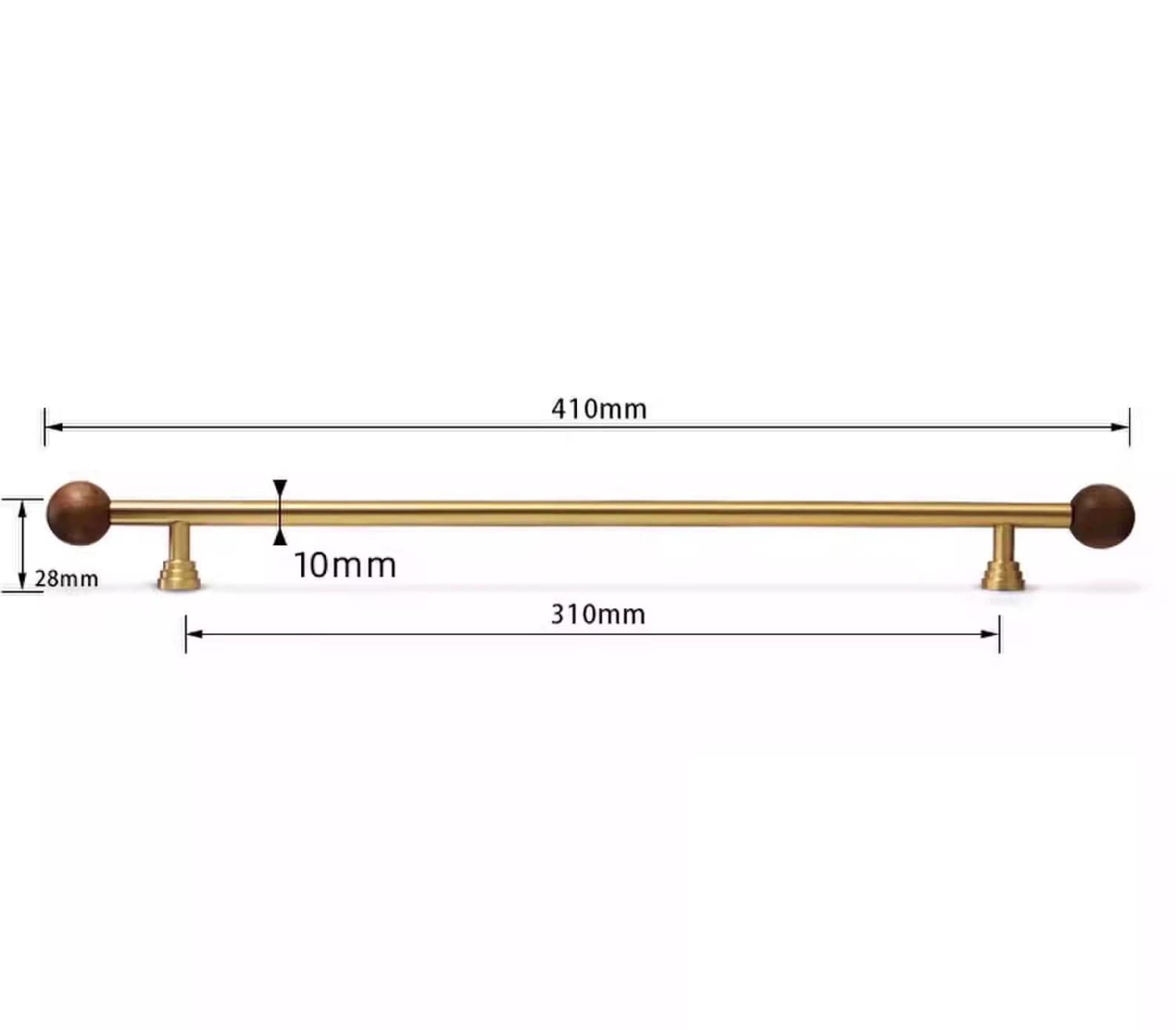 Luxury Vintage Walnut Wood Brass Handle Pull, Double Door Pull Handles ...