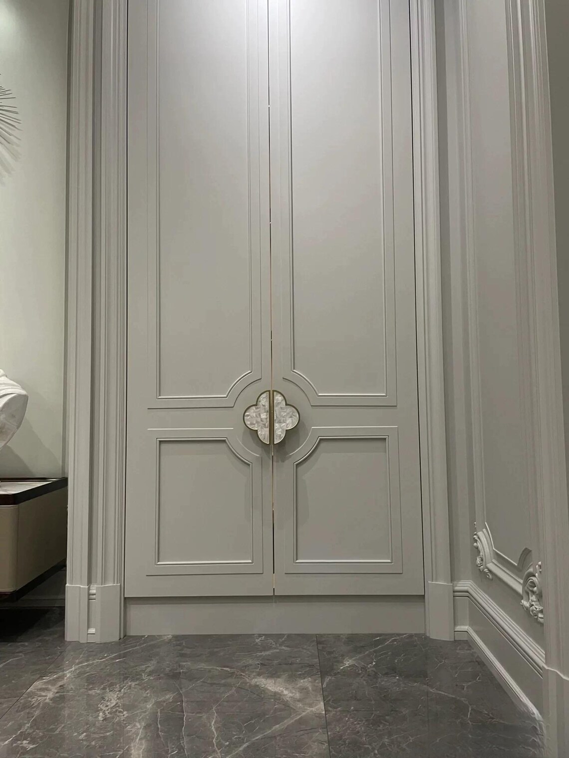 Luxury Aluminum Seashell Half Round Double-sided Door Pull Handle for ...