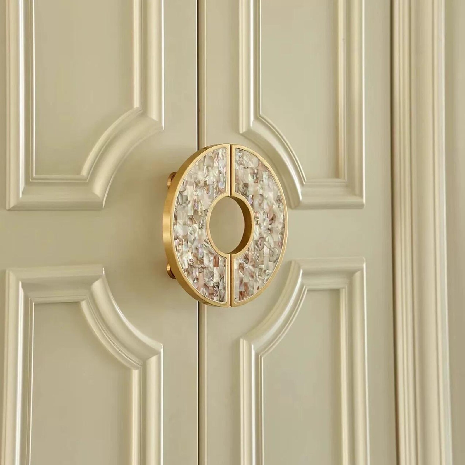 Luxury Aluminum Seashell Half Round Double-sided Door Pull Handle for ...