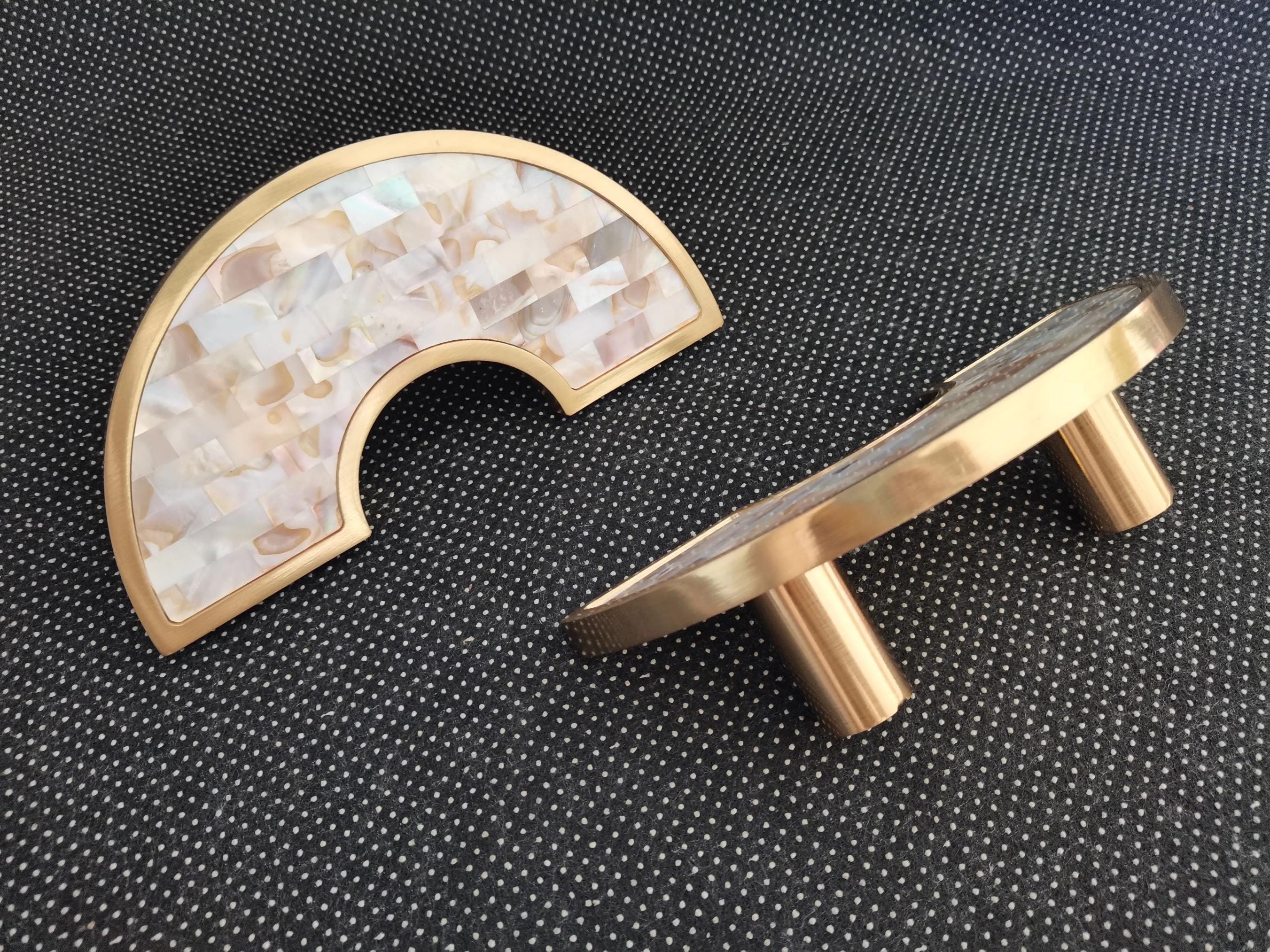 Luxury Aluminum Seashell Half Round Double-sided Door Pull Handle for ...