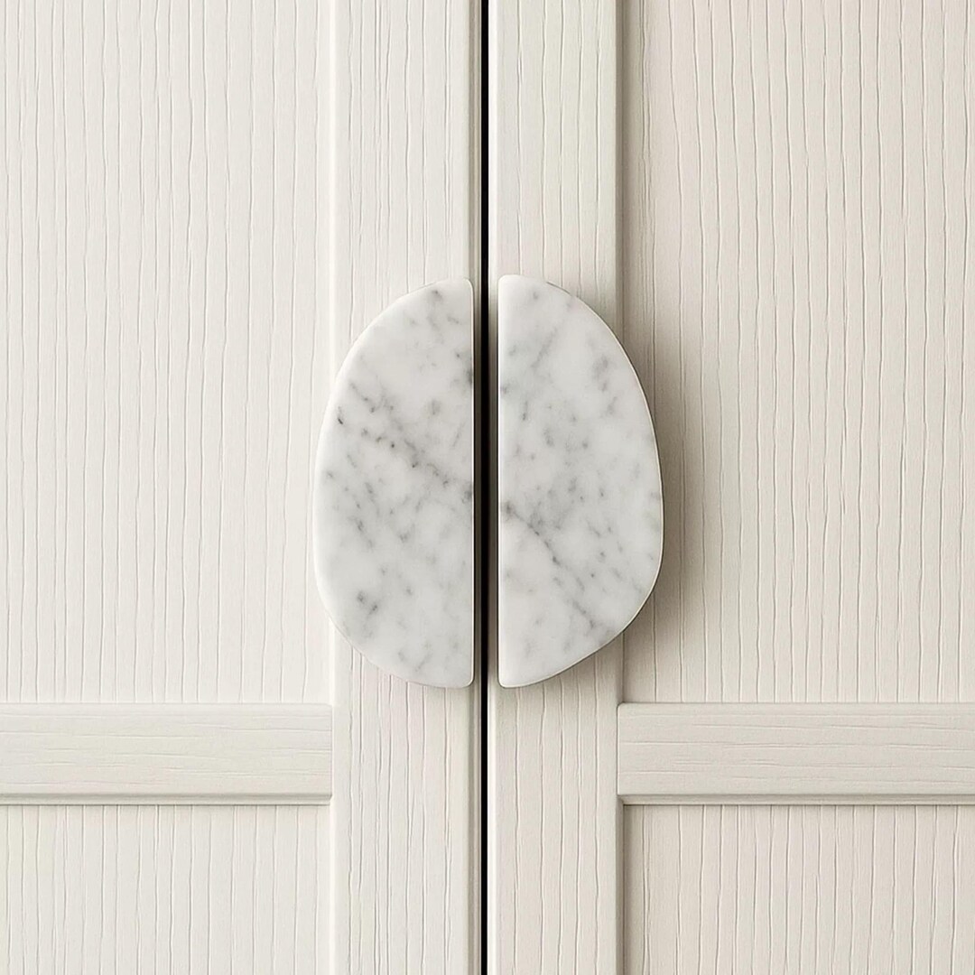 Luxury Marble Drawer Pull, Natural Stone Cabinet Handle, Wardrobe Knob ...