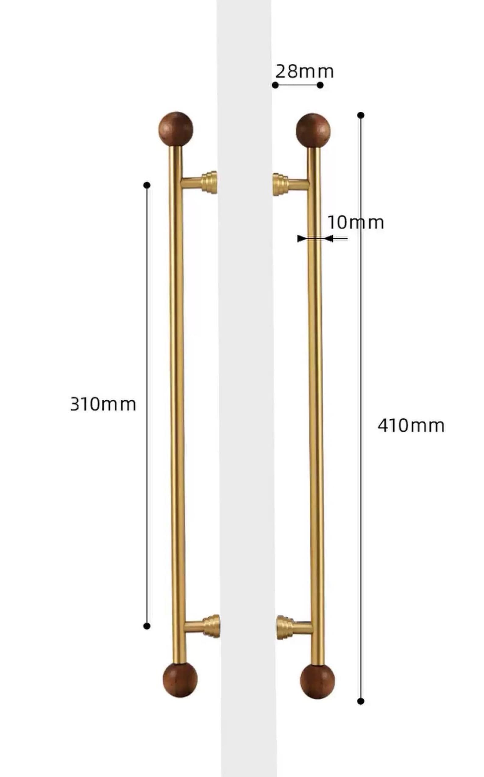 Luxury Vintage Walnut Wood Brass Handle Pull, Double Door Pull Handles ...