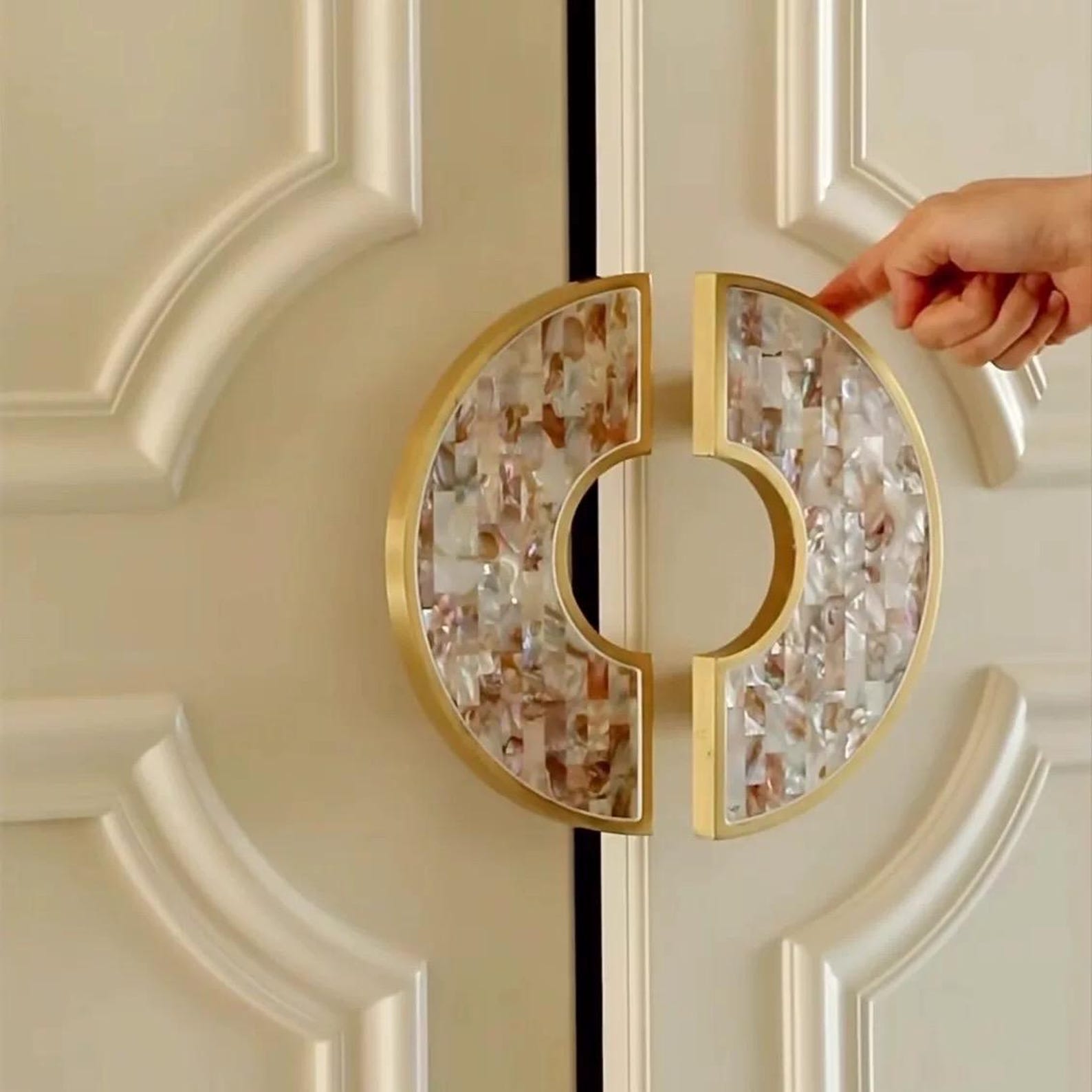 Luxury Aluminum Seashell Half Round Double-sided Door Pull Handle for ...