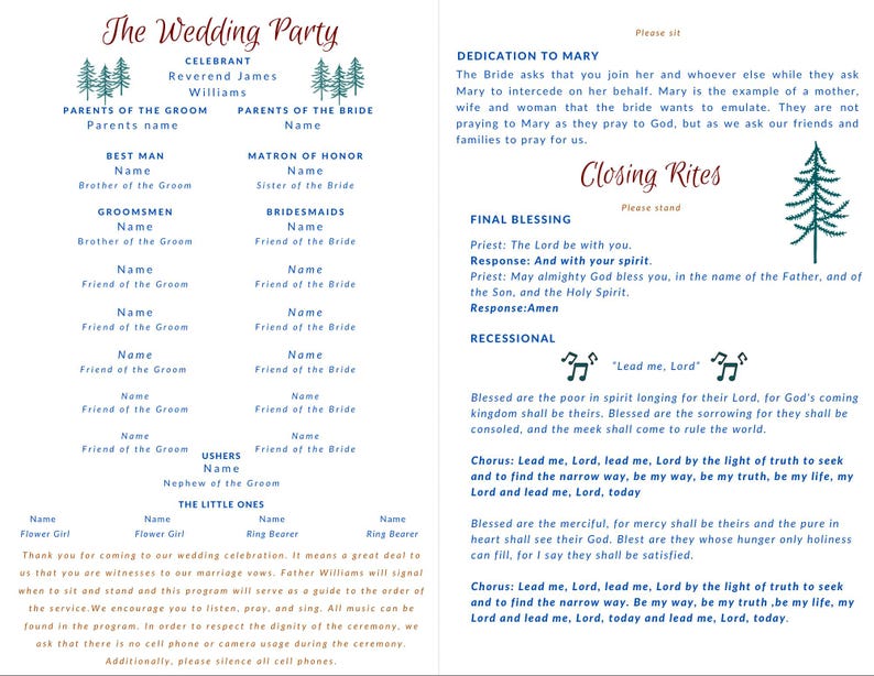 Catholic Wedding Mass Program-mountain Theme - Etsy